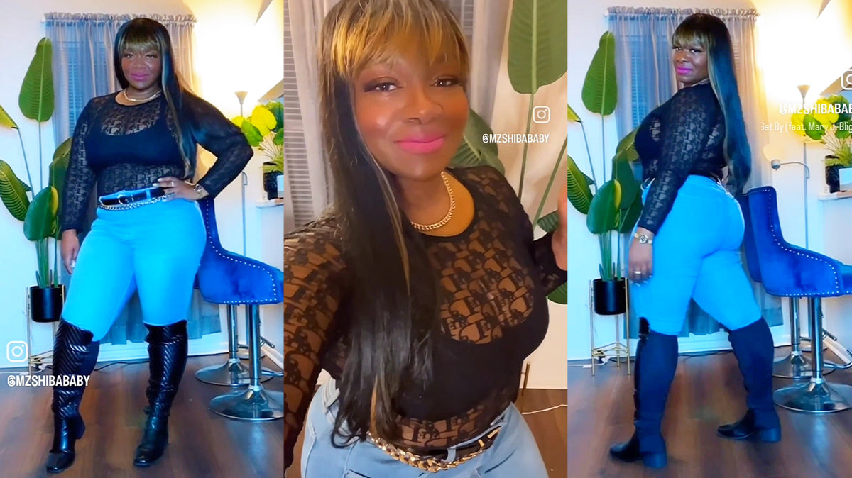 Blue Jeans Black Sheer Top Black Boots #Tryon #ootd Plus Size Curvy Wi ...