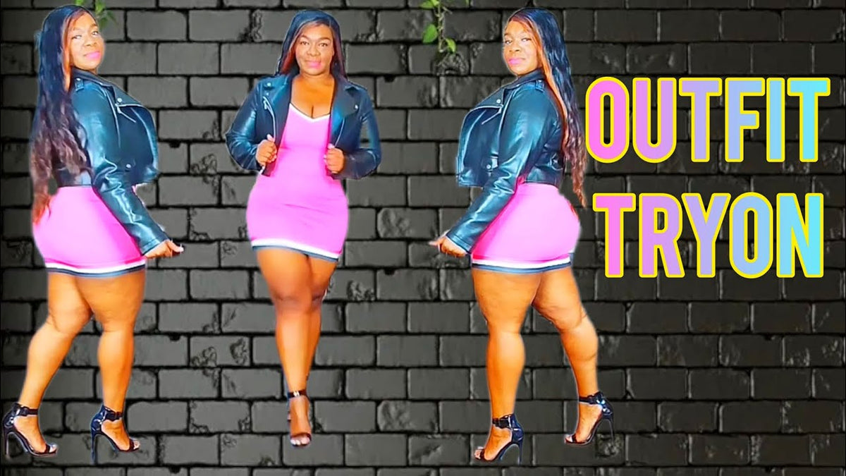 Black Jacket Pink Mini Dress Outfit Tryon #ootd #PlusSize #Curvy #Fash ...